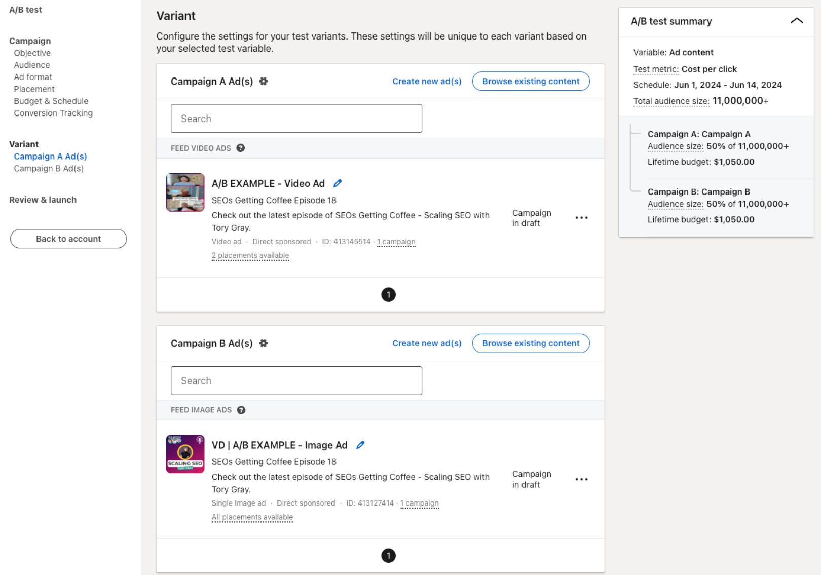 LinkedIn Ads A/B Testing: Best Practice (with Example) - Vixen Digital